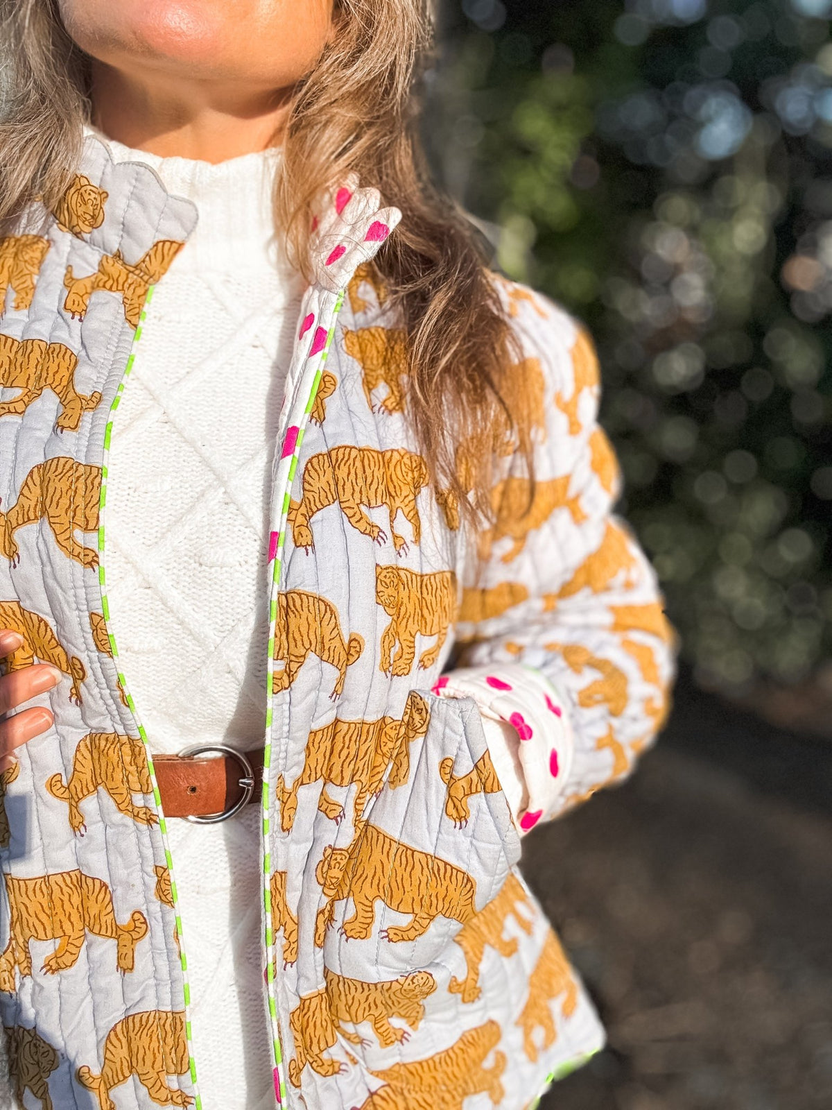 Quilted Block Print Jacket | Blue Tiger – Bombaby