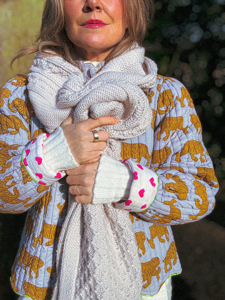 Quilted Block Print Jacket | Blue Tiger – Bombaby