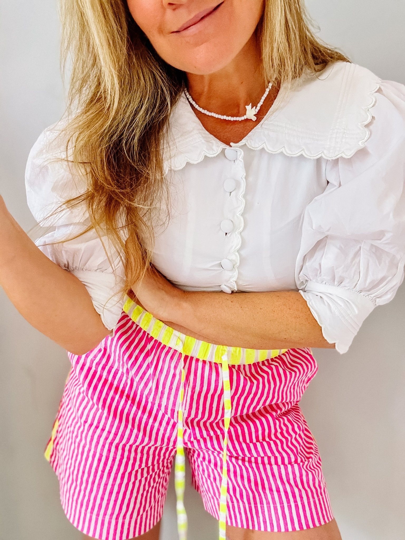 The Pop Shorts | Pink Block Print Drawstring Shorts for Rebels – Bombaby