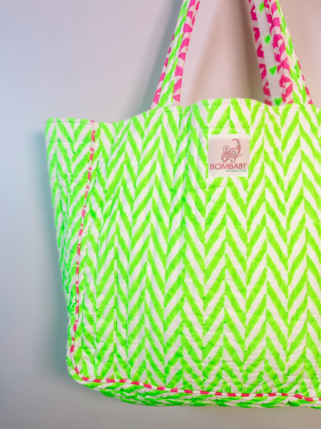 Handmade Block Print Neon Tote Bag | Bombaby – Bombaby